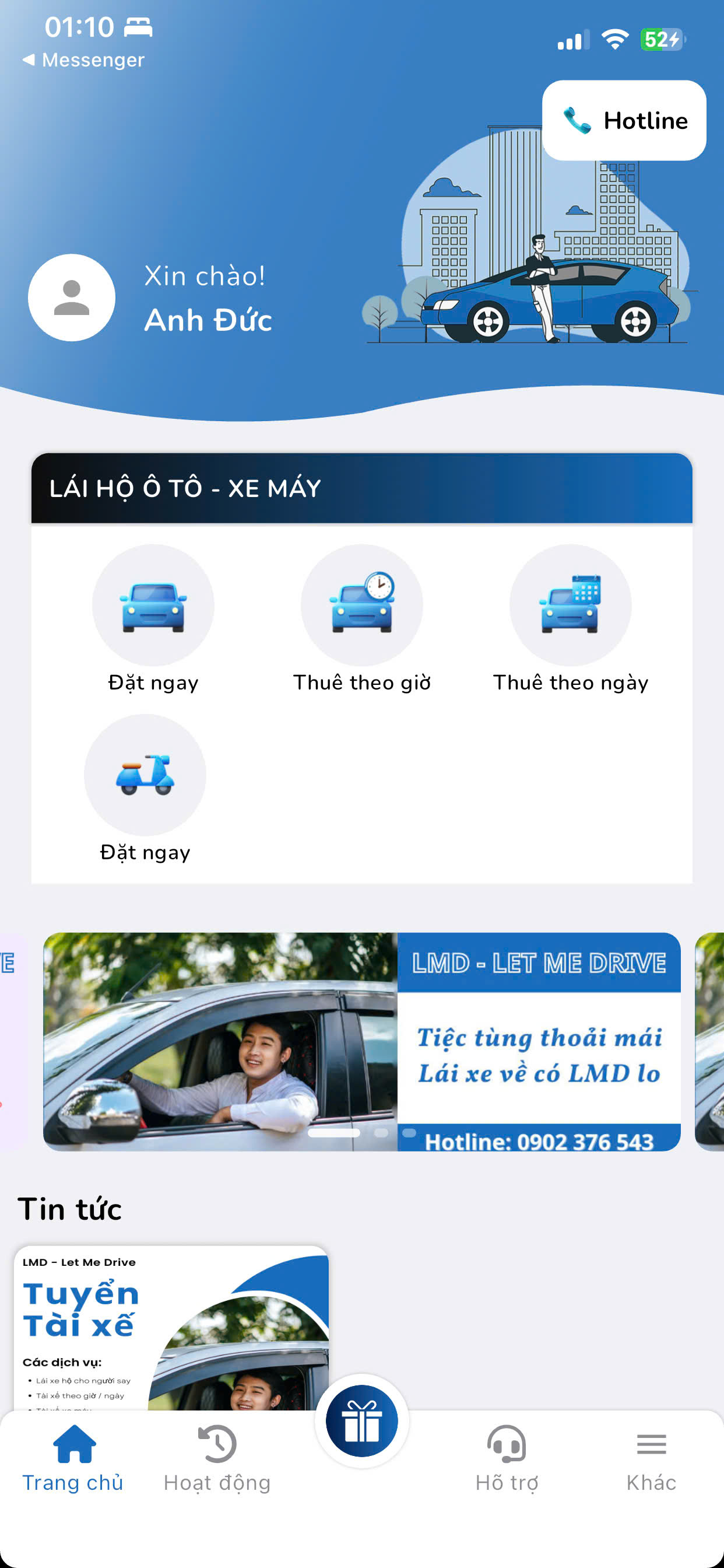 LMD - App thuê tài xế lái xe hộ - Let Me Drive
